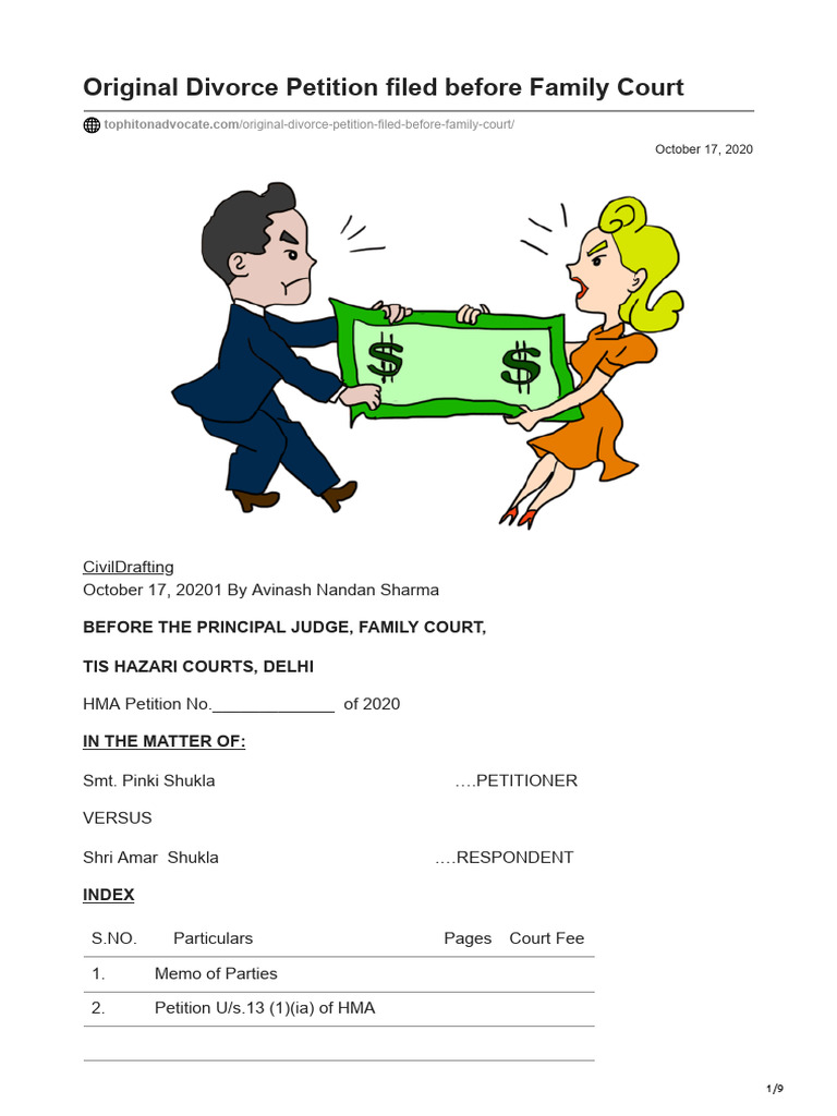 Original Divorce Petition Format India | PDF | Affidavit | Social ...