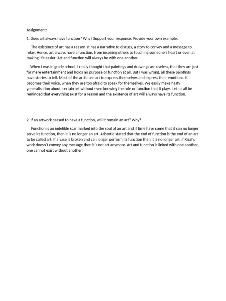 Art Appreciation Assignment | PDF | General Fiction