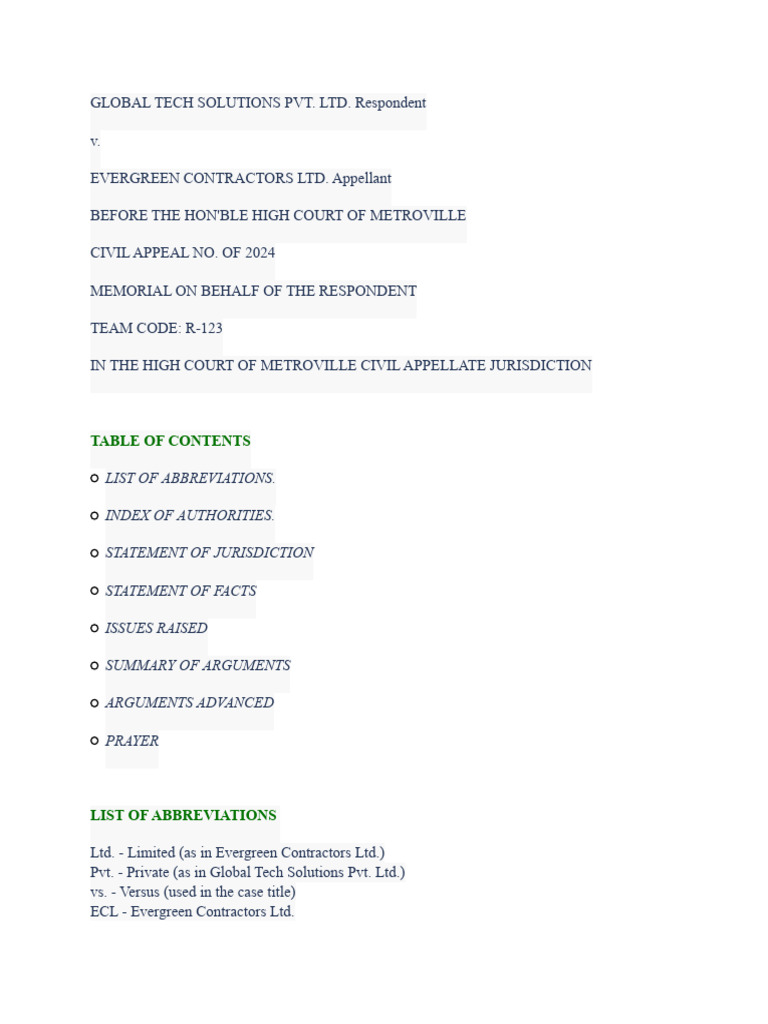 Global Tech Memorial Revise 1 | PDF | Liquidated Damages | Breach Of Contract
