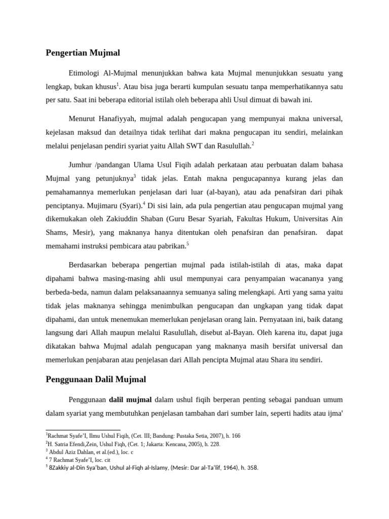 Pengertian Mujmal | PDF | Filsafat