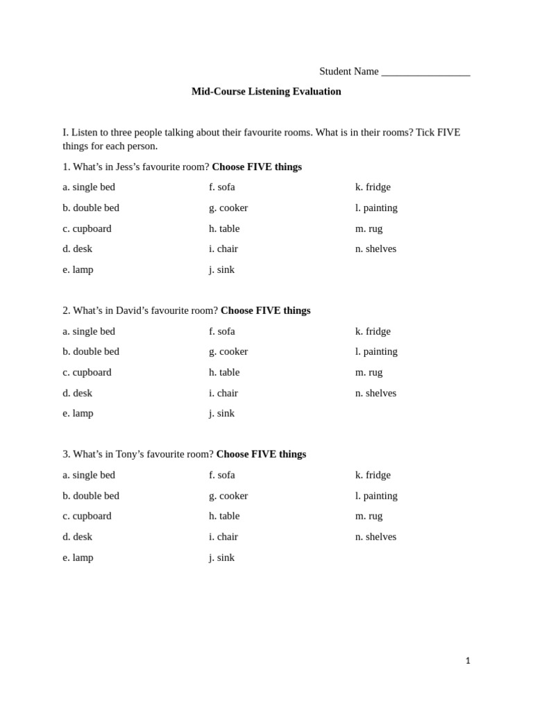 Mid-Course Listening Evaluation Guide | PDF