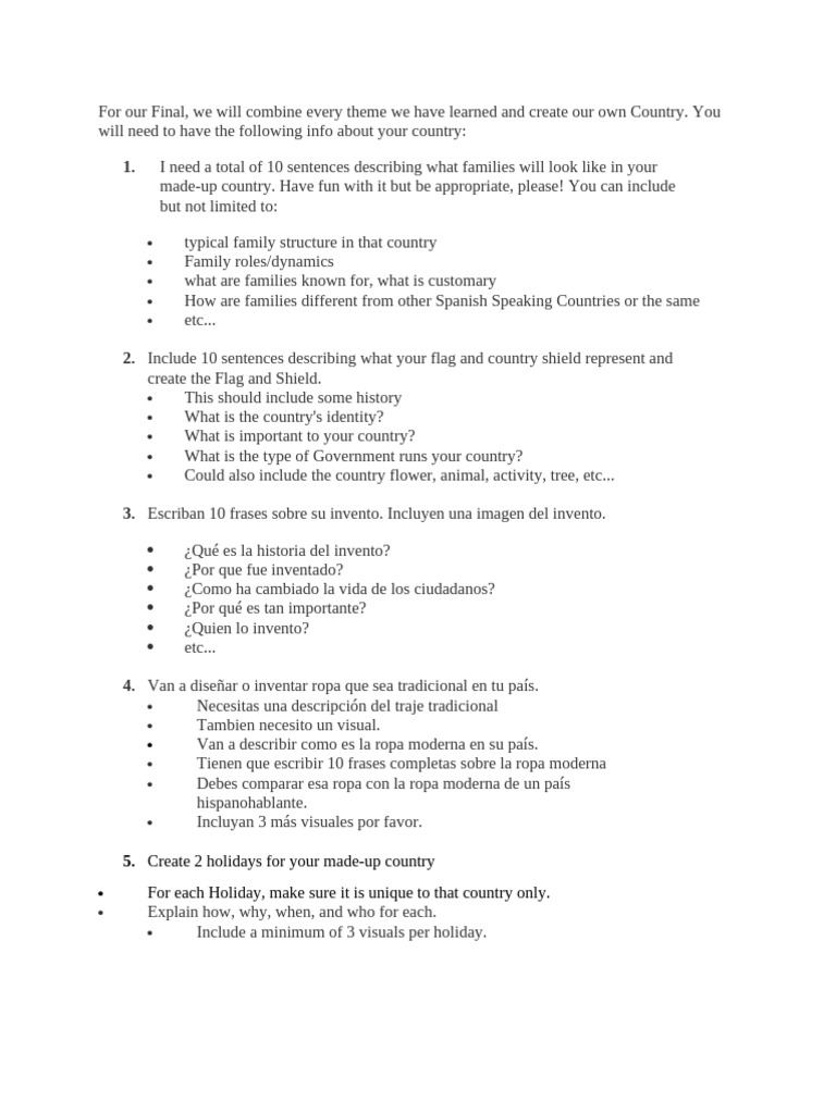 Create Your Own Country Project | PDF