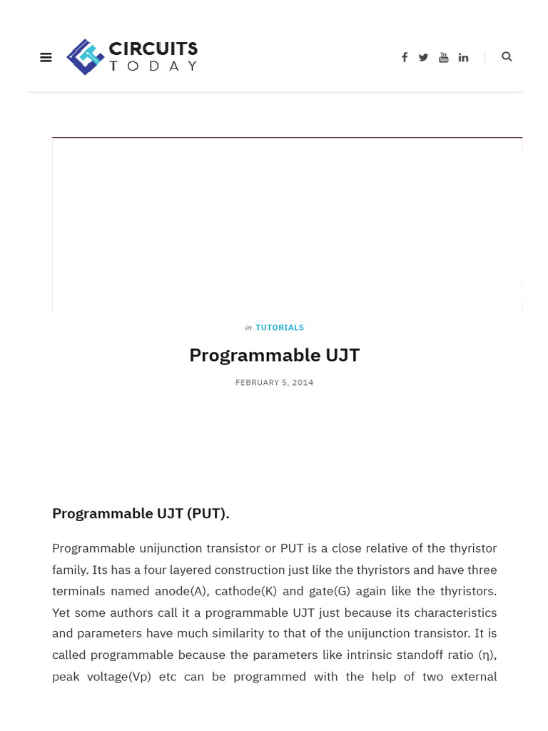 Programmable UJT, PUT Construction, Working and Theory. Relaxation ...