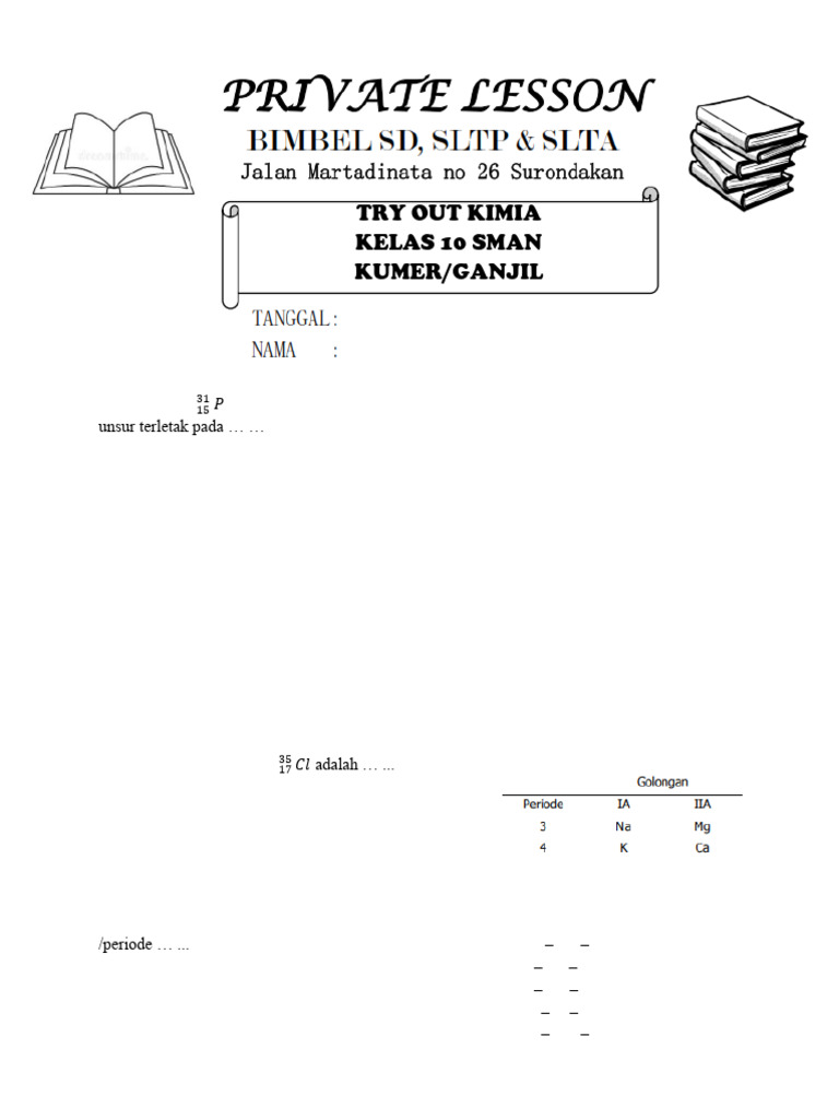 Soal To Kim 10 Sman Kumer Ganjil (Bialngan Kuantum, Spu) | PDF | Sains ...