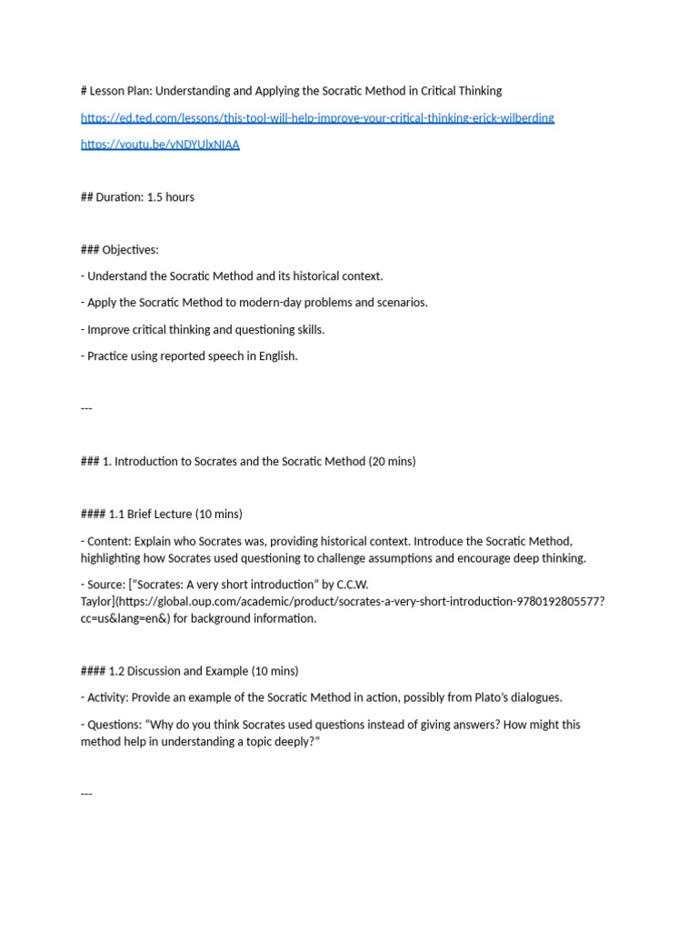 Understanding and Applying The Socratic Method in Critical Thinking ...