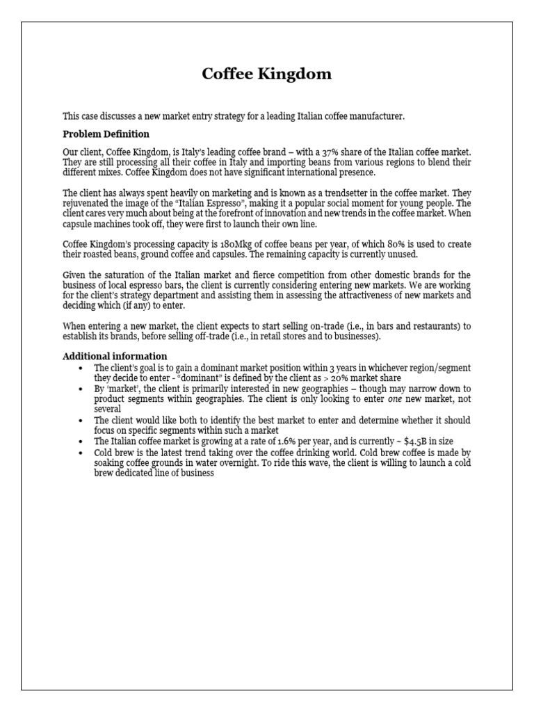 Case Study | PDF | Coffee | Coffeehouse