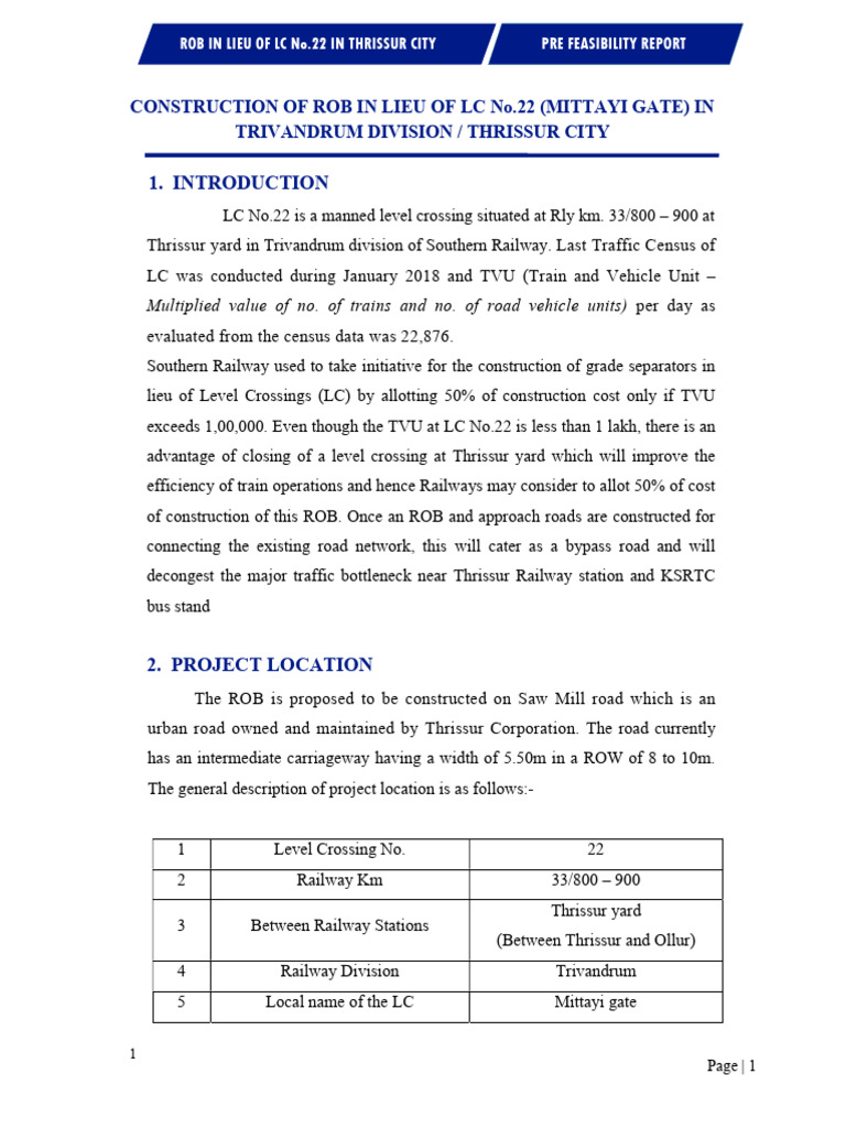ROB Prefeasibility Report | PDF | Road | Traffic