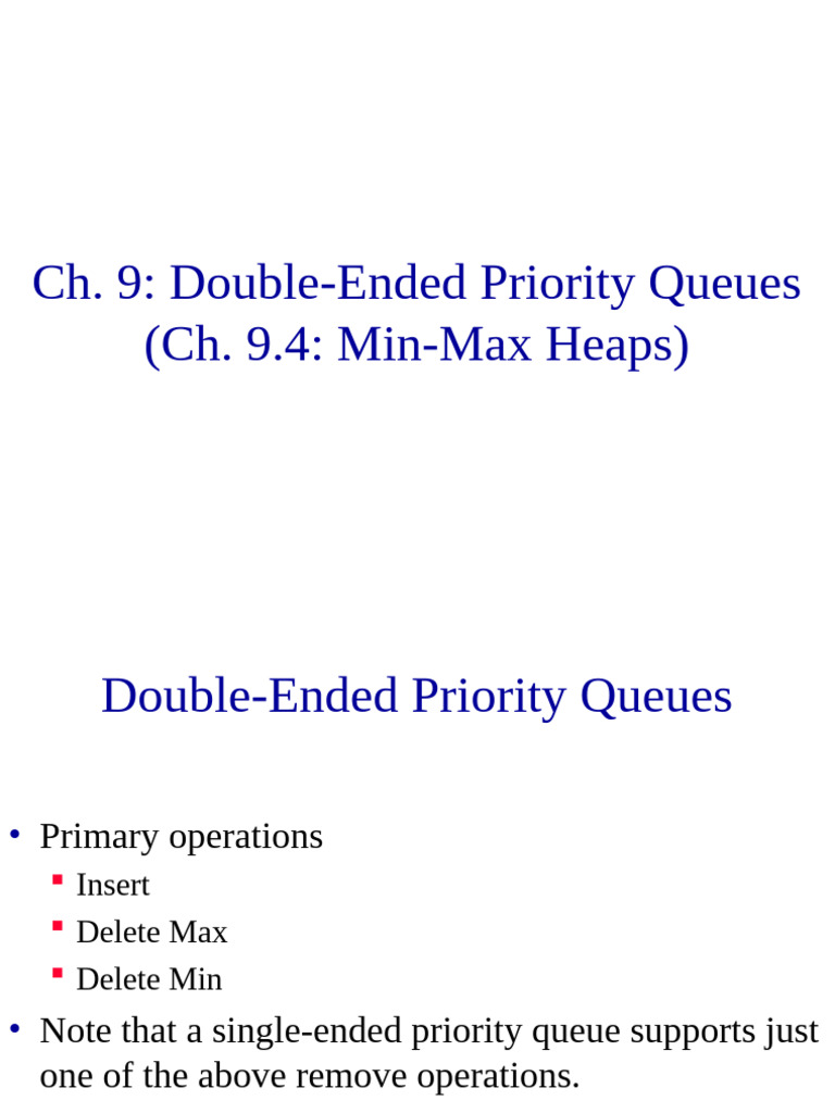 (Ch9) Lec20 Min Max Heap, Deap 28p | PDF