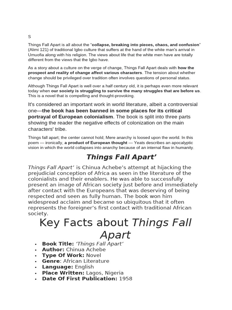 "Things Fall Apart: Impact of Colonialism" | PDF