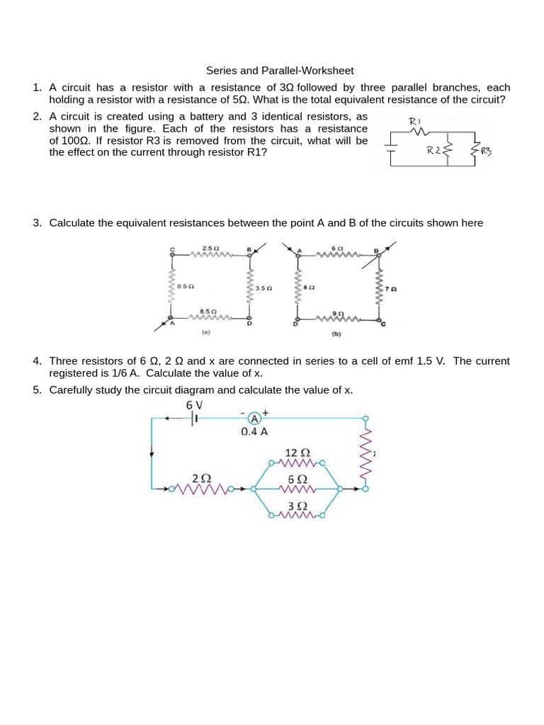 Series and Parallel-Worksheet | PDF