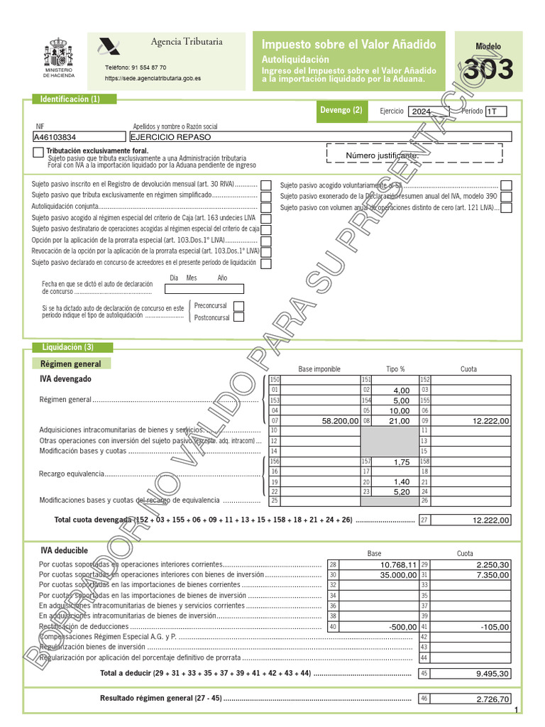 Autoliquidación IVA Modelo 303 2024 | PDF | Ley Pública | Mercado ...