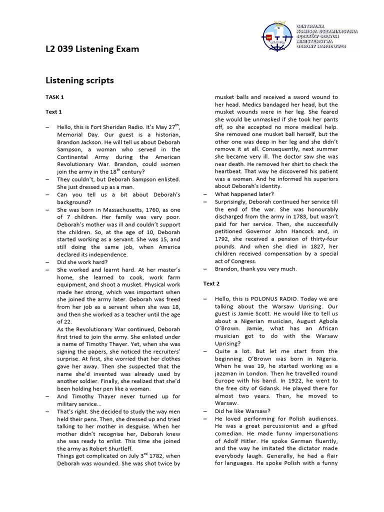 L2 039 Listening Scripts | PDF