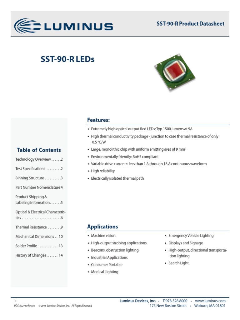 PDS-002760 Rev - 01 Luminus SST-90-R Product Datasheet (New HH102 ...