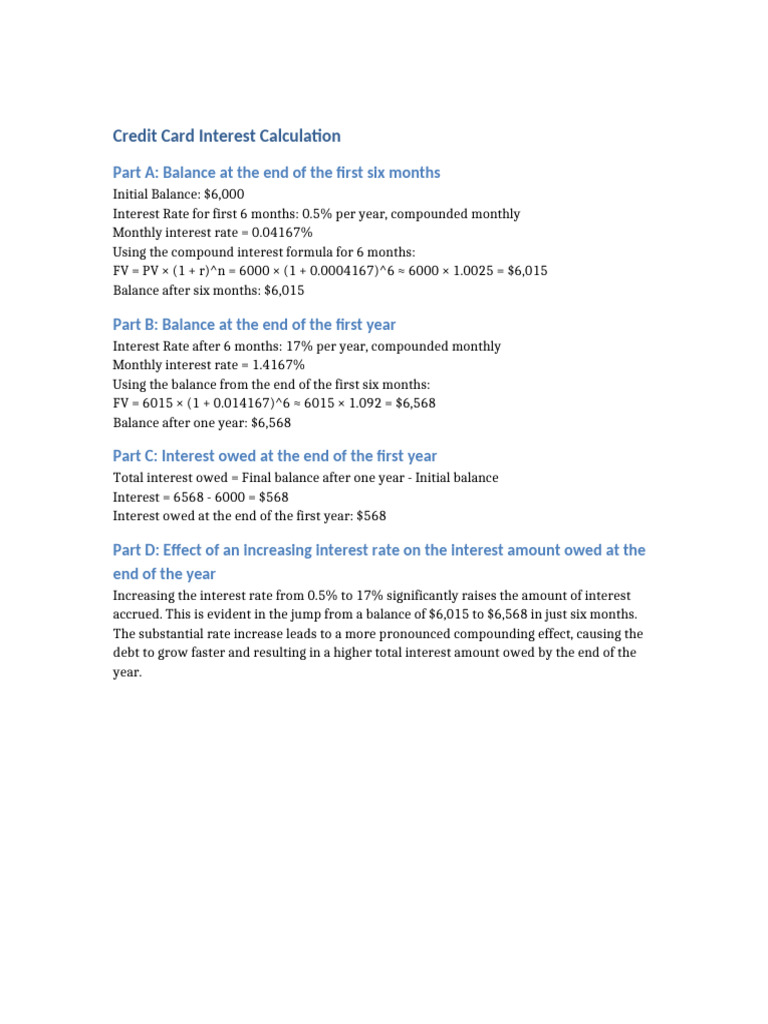 Credit Card Interest Calculation | PDF