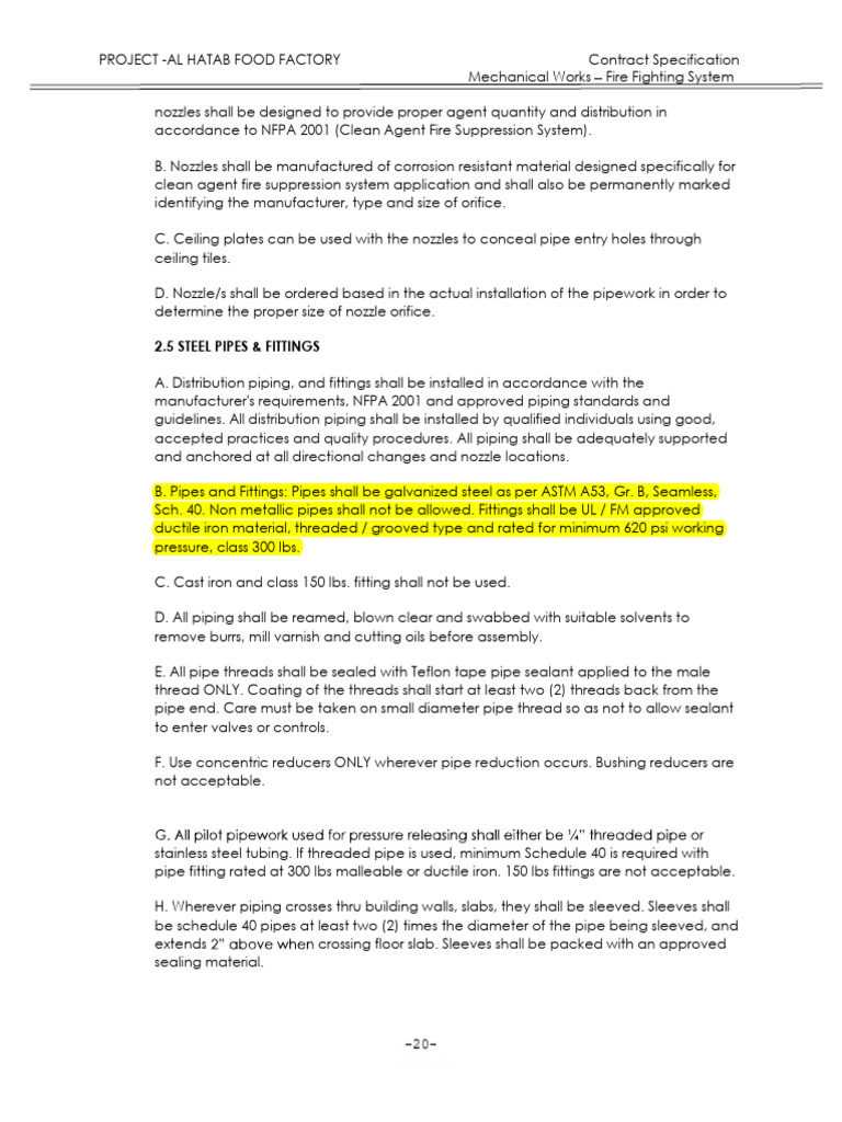 Specs Fittings Clean Agent | PDF | Pipe (Fluid Conveyance) | Building ...
