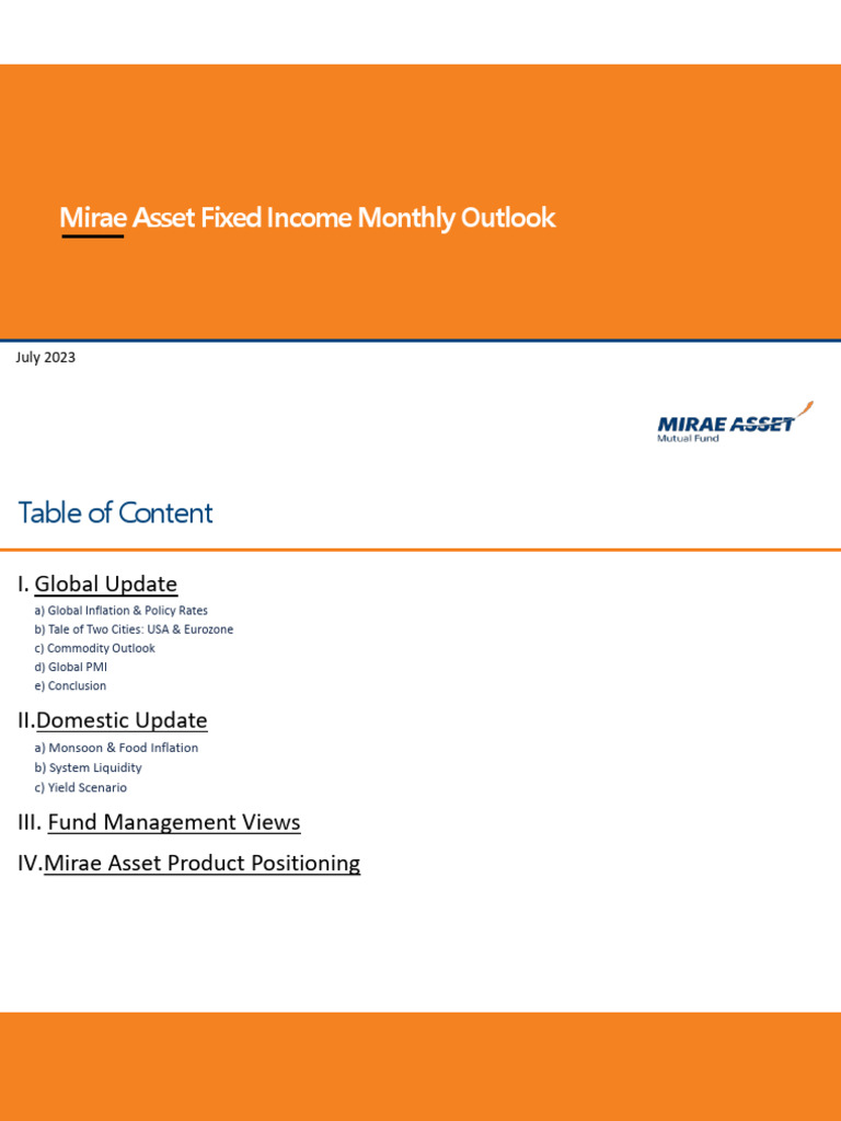 Mirae Asset FI Outlook July-2023 | PDF | Inflation | Unemployment