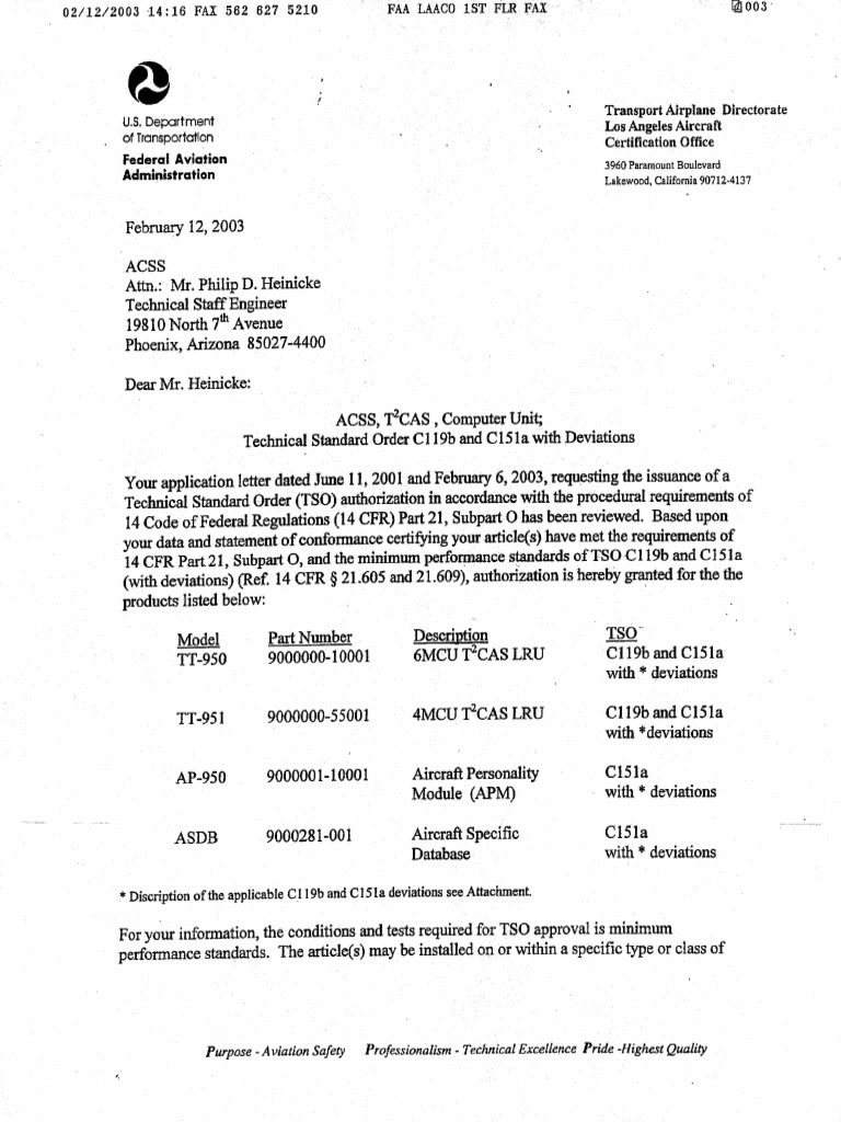 TSO Approval Letter 312668 | PDF
