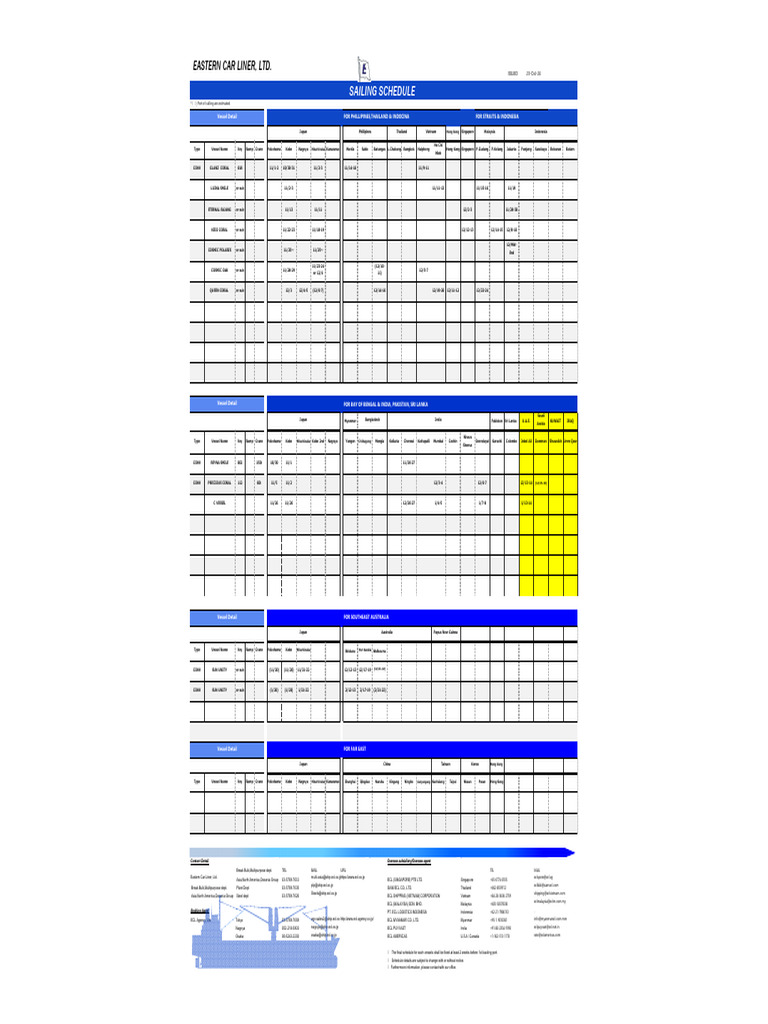 ECL Sailing Schedule for Week 43, 2023 | PDF | Ships | Water Transport