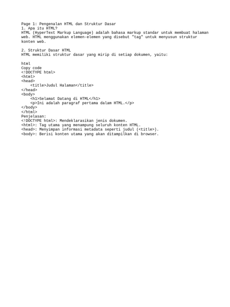 Tutorial HTML 1 | PDF | Komputer