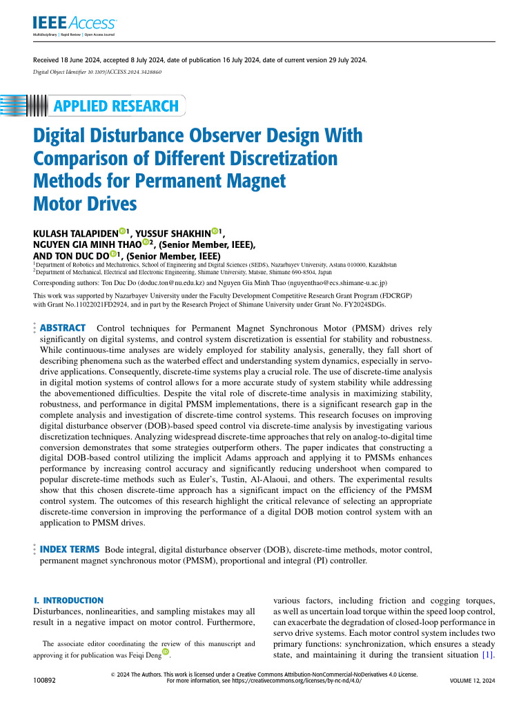Digital Disturbance Observer Design With Comparison of Different ... Digital Disturbance Observer Design With Comparison of Different ...