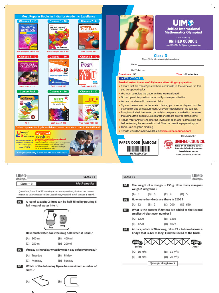 CL 3 UIMO Model Paper For Online Registered Users 240918 113357 | PDF