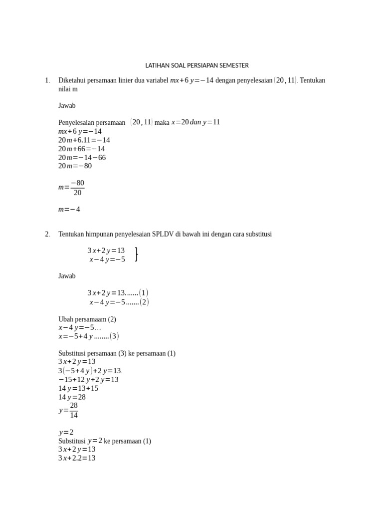 Latihan Soal Mama Persiapan Semester Ganjil | PDF
