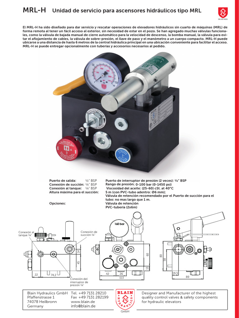 MRL-H Es | PDF | Bomba | Ascensor