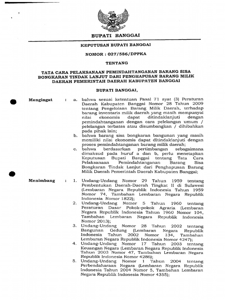 2.3.4. SK Tata Cara Pelaksanaan Pemindatanganan BRG Sisa Bongkaran | PDF | Ilmu Sosial | Hukum