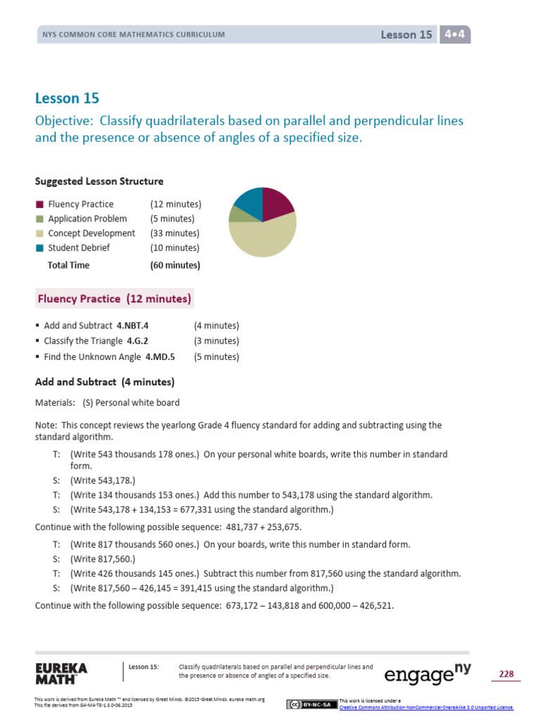 Math g4 m4 Topic D Lesson 15 | PDF | Rectangle | Triangle