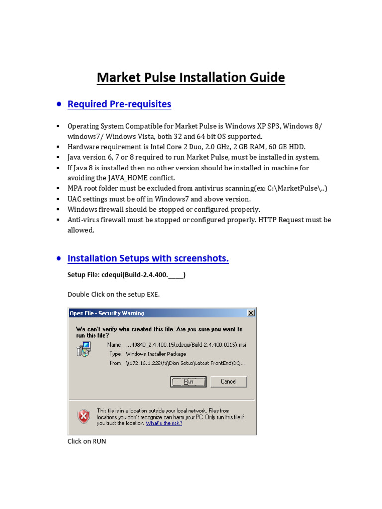 Market Pulse Installation Guide | PDF
