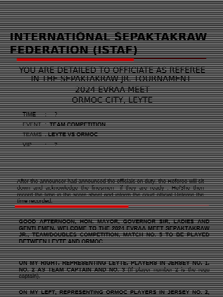 Referee Guidelines for Sepak Takraw Tournament | PDF | Association ...