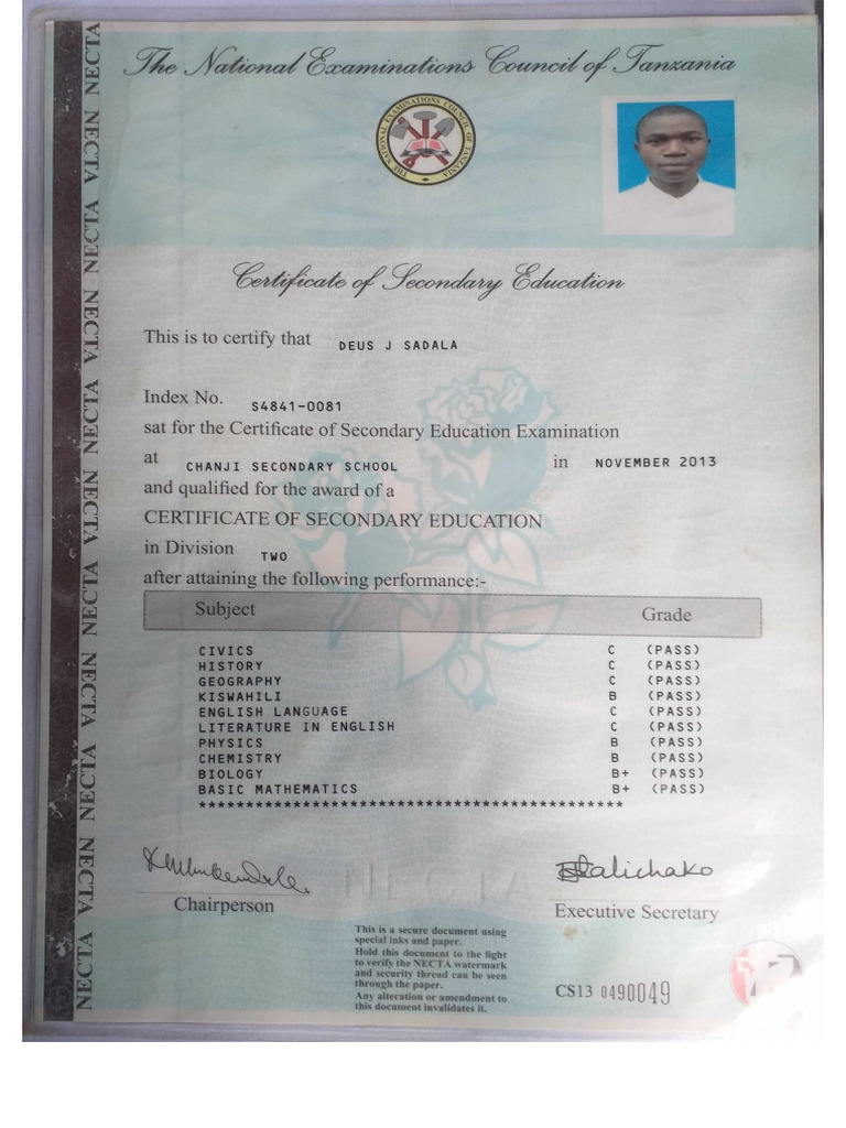 Form Four Cheti | PDF