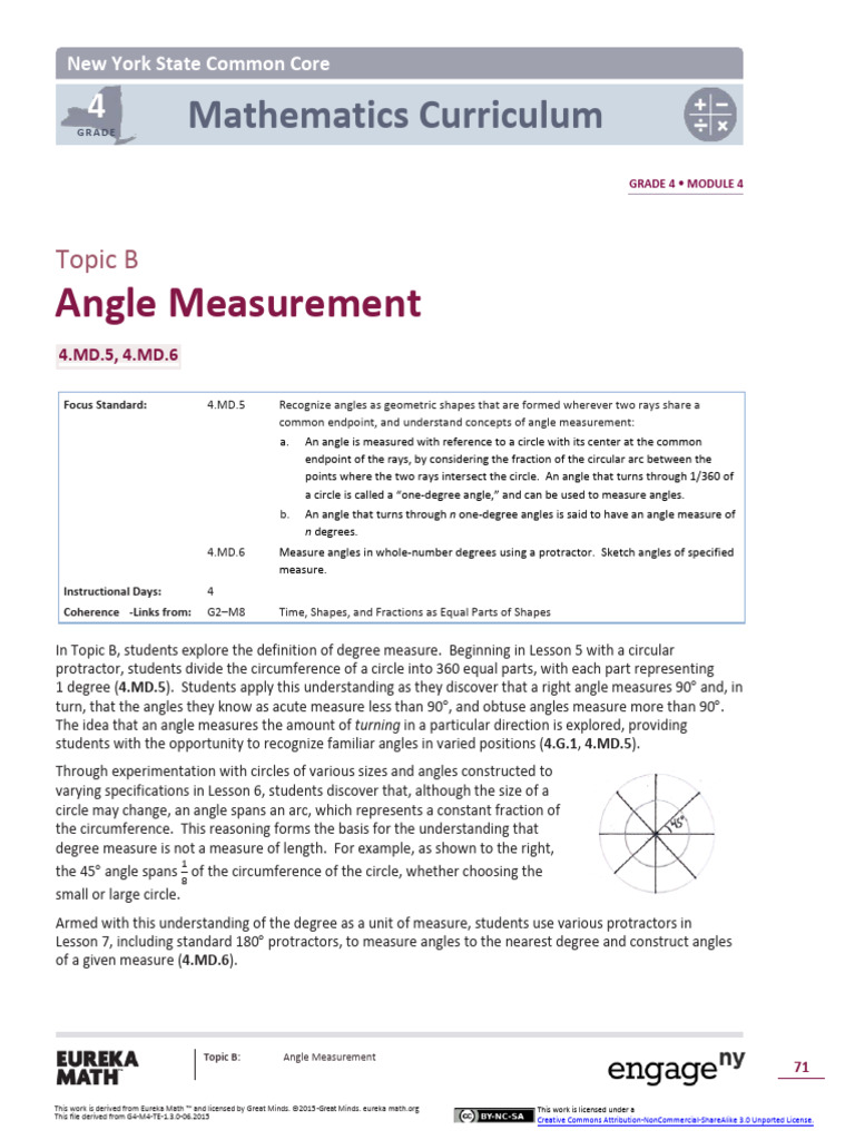 Math g4 m4 Topic B Overview | PDF