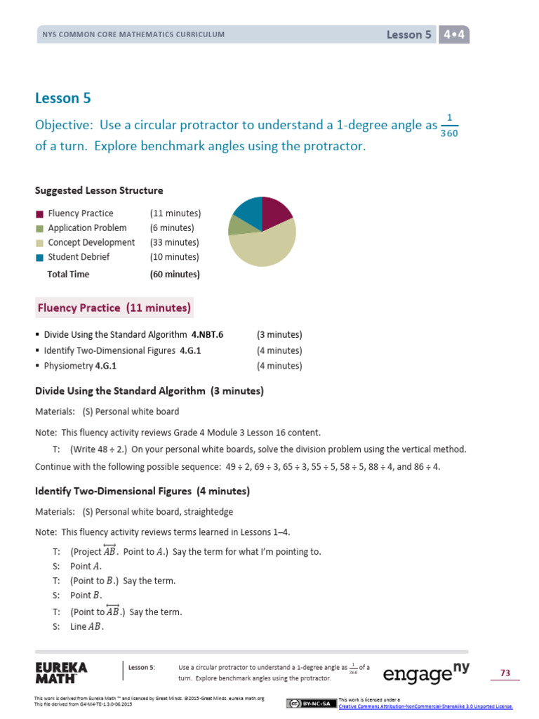 Math g4 m4 Topic B Lesson 5 | PDF | Angle | Circle