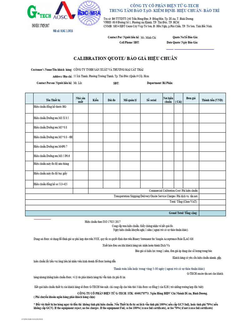 G-TECH BÁO GIÁ CÁT THÁI Rev | PDF