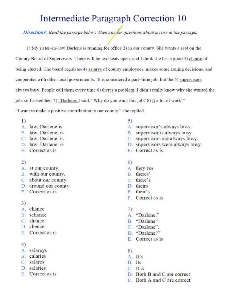 Paragraph Correction 10 | PDF