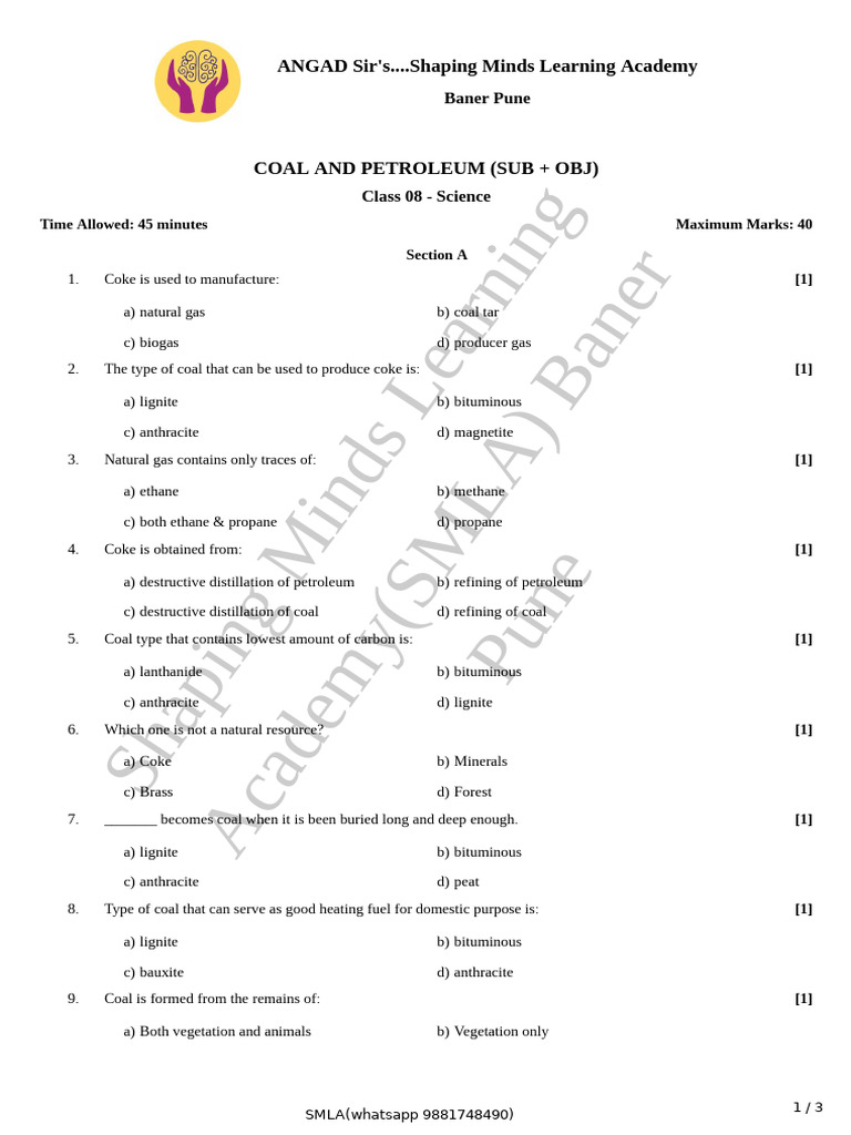 8th CBSE Science - Coal & Petroleum | PDF | Coal | Coke (Fuel)