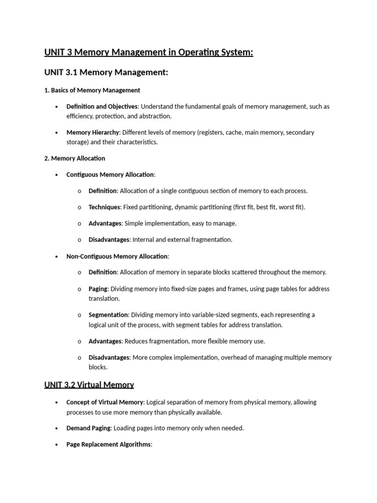 Memory Management in Operating Systems | PDF | Computer Data Storage ...