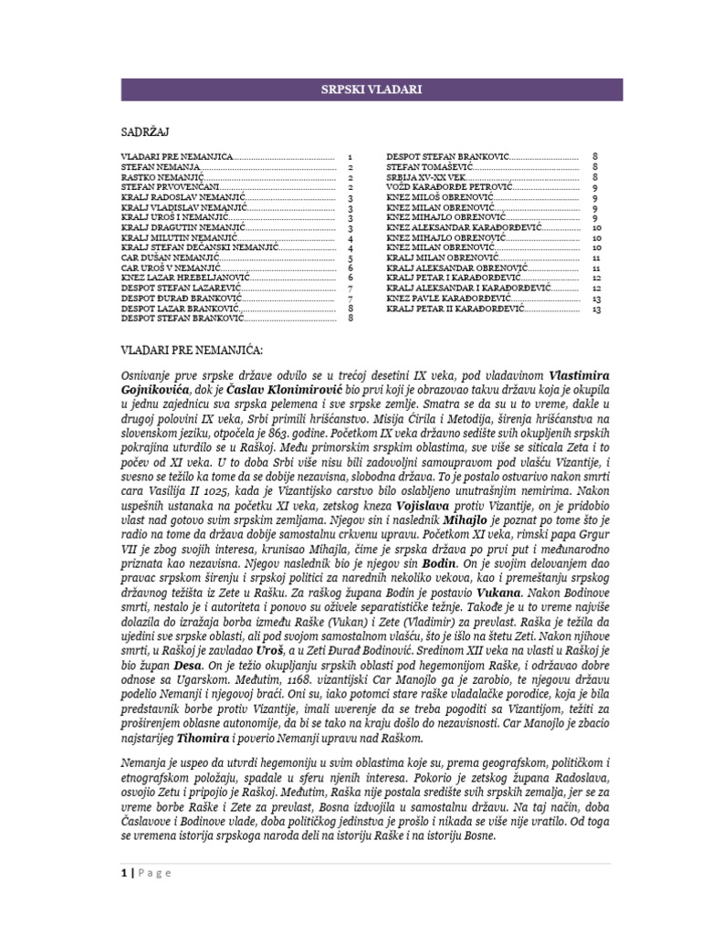Srpski Vladari | PDF