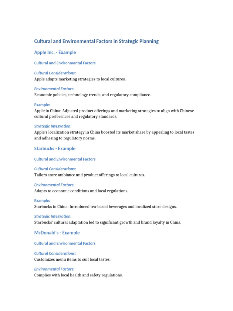 Cultural Environmental Factors Strategic Planning | PDF | Brand | Marketing