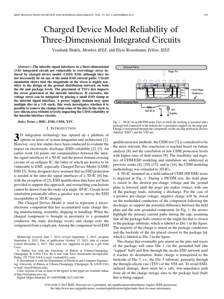 Charged Device Model Reliability of Three-Dimensional Integrated ...