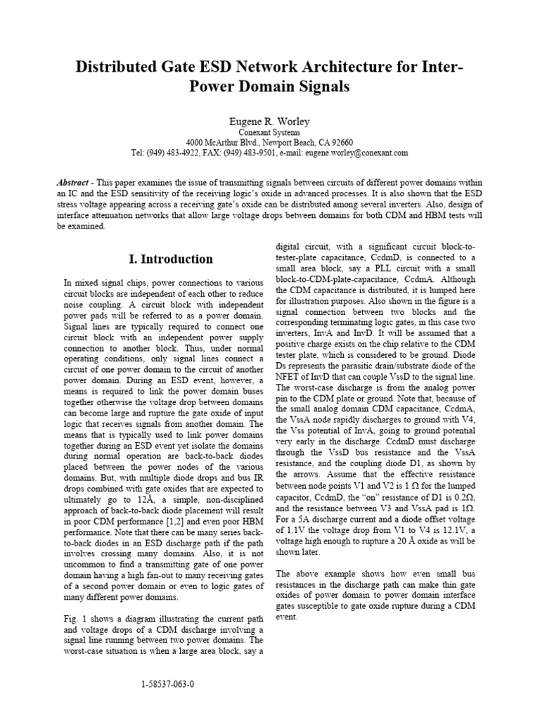 (为什么易受CDM影响) Distributed Gate ESD Network Architecture for Inter-power ...