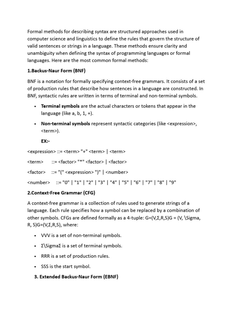 1.Backus-Naur Form (BNF) : G= (V,Σ,R,S) Σ | PDF | Variable (Computer Science) | Data Type