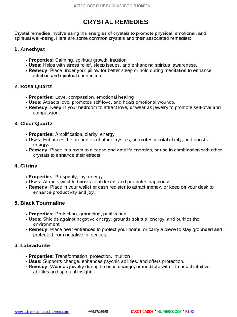 Crystal Remedies. | PDF | Quartz | Psychology