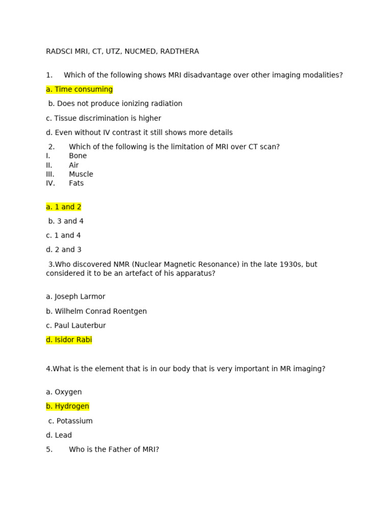 RADSCI | PDF | Magnetic Resonance Imaging | Ct Scan