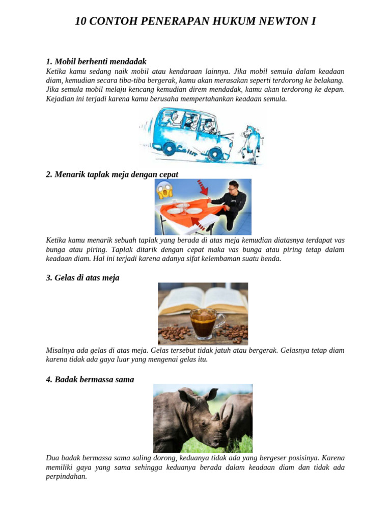 10 Contoh Penerapan Hukum Newton I II III | PDF | Ilmu Sosial