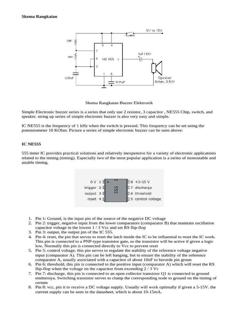 Skema Rangkaian Buzzer Elektronik Sederhana | PDF