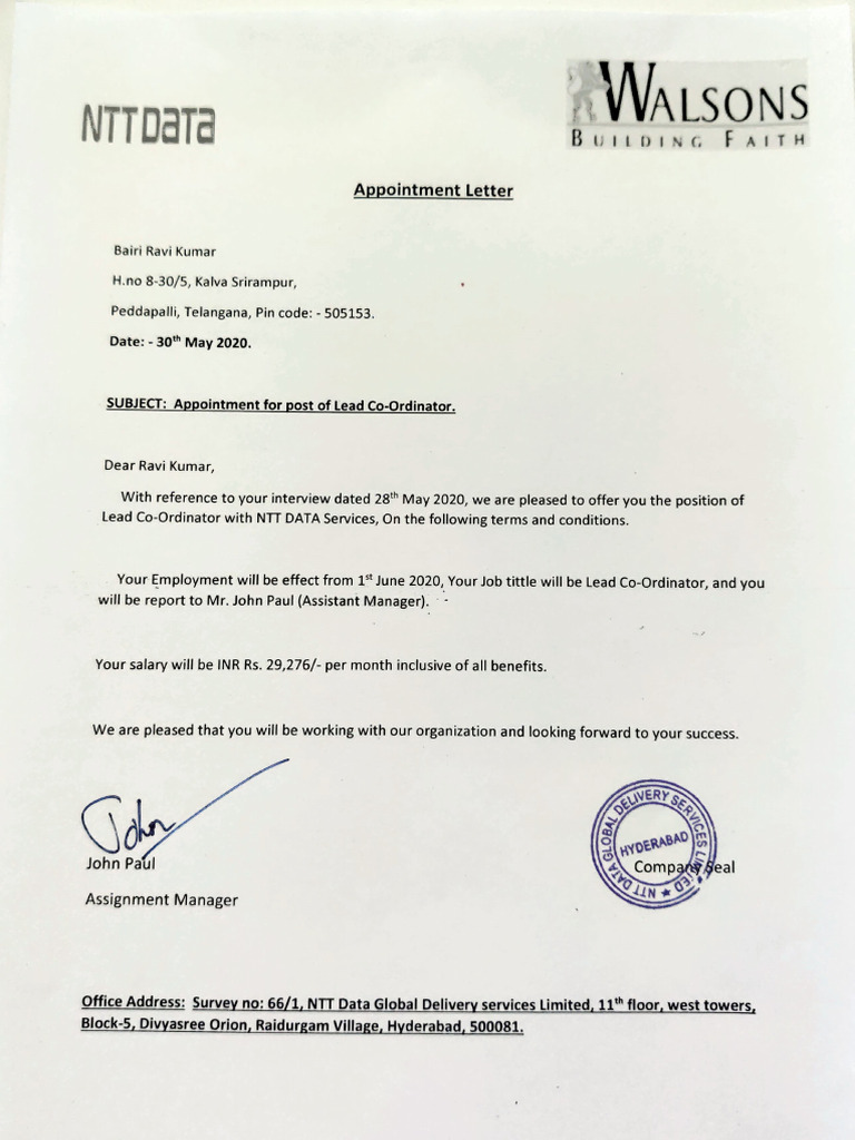 Appointment Letter | PDF | Business