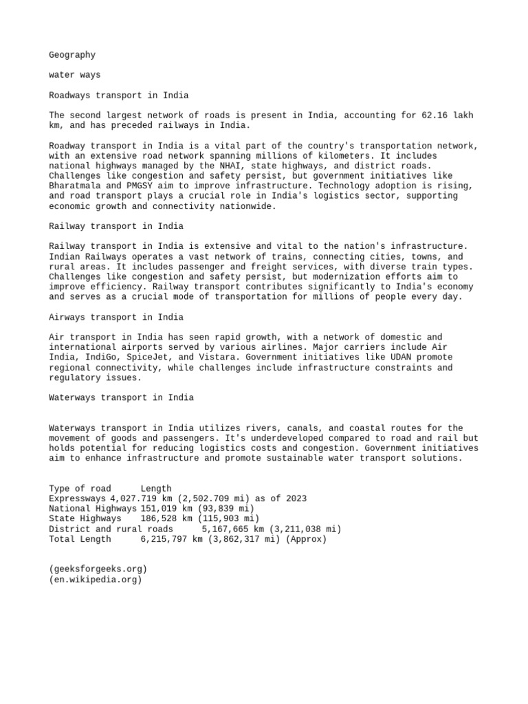 Geography Pdf Train Transport