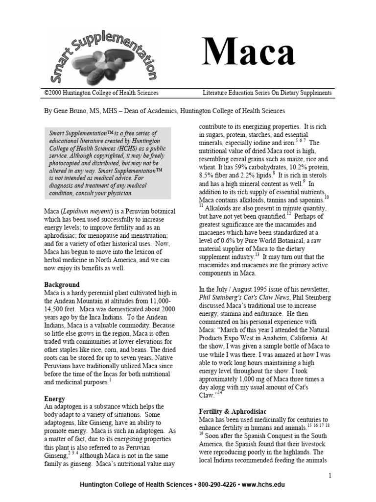 Maca | PDF | Menopause | Dietary Supplements